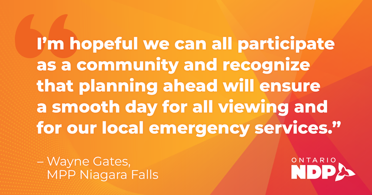 MPP Gates: Plan ahead, stay safe, and have a fun eclipse day « Ontario NDP